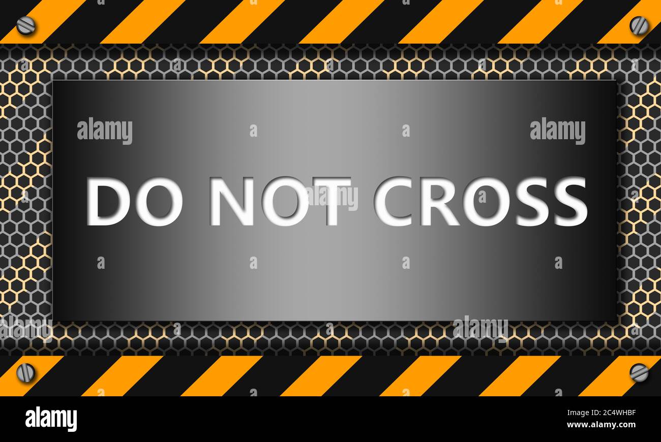 Do not cross sign with caution yellow tape, 3d rendering Stock Photo ...