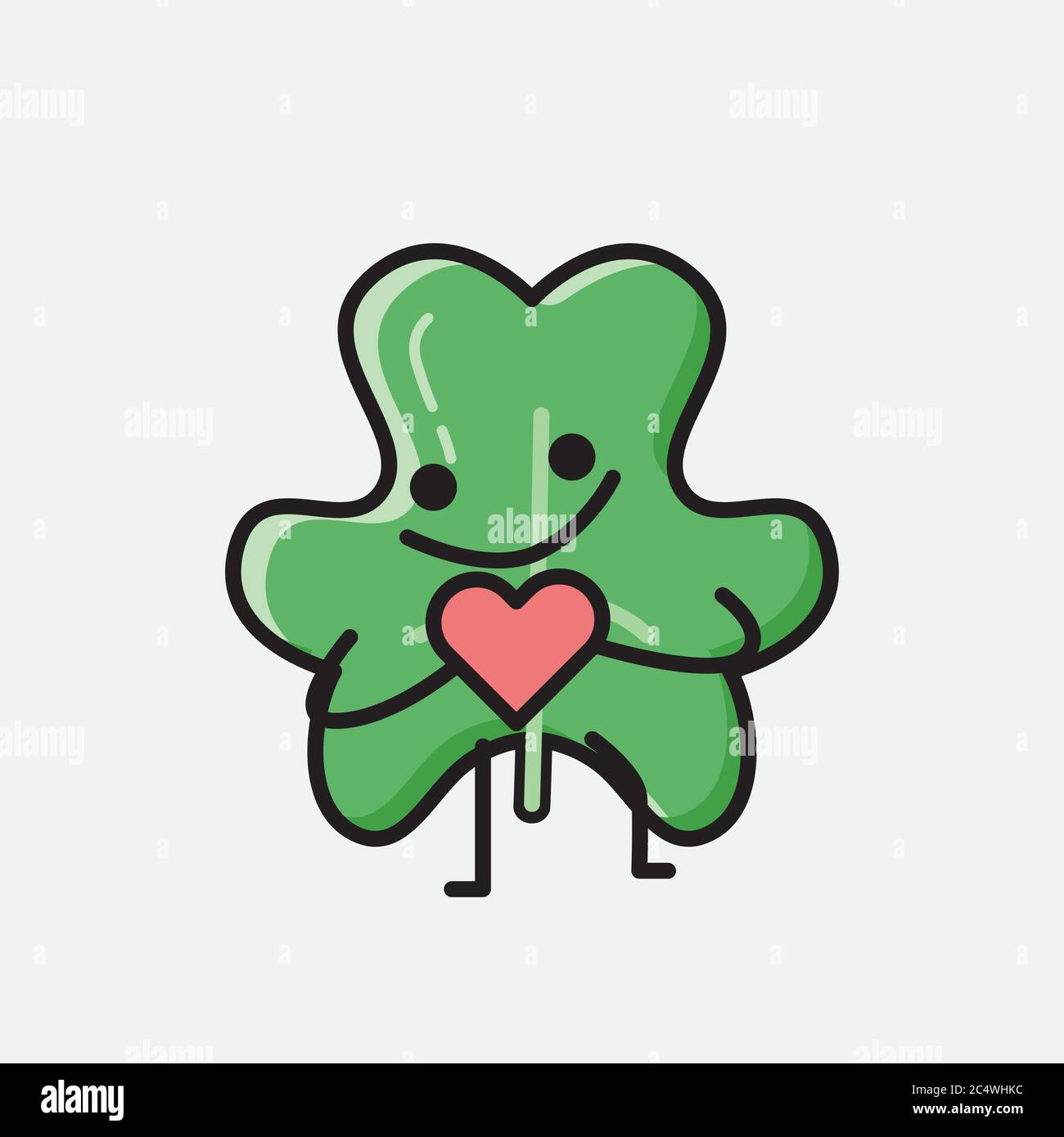 An illustration of Cute Clover Leaf Mascot Vector Character in Flat ...
