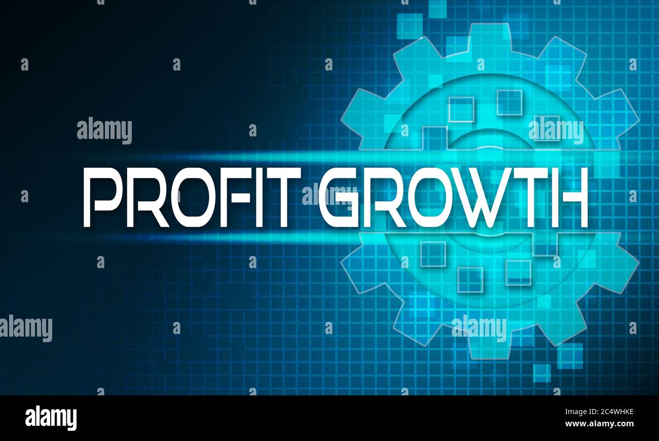 Profit growth concept text on the mechanism of gears. Technology ...