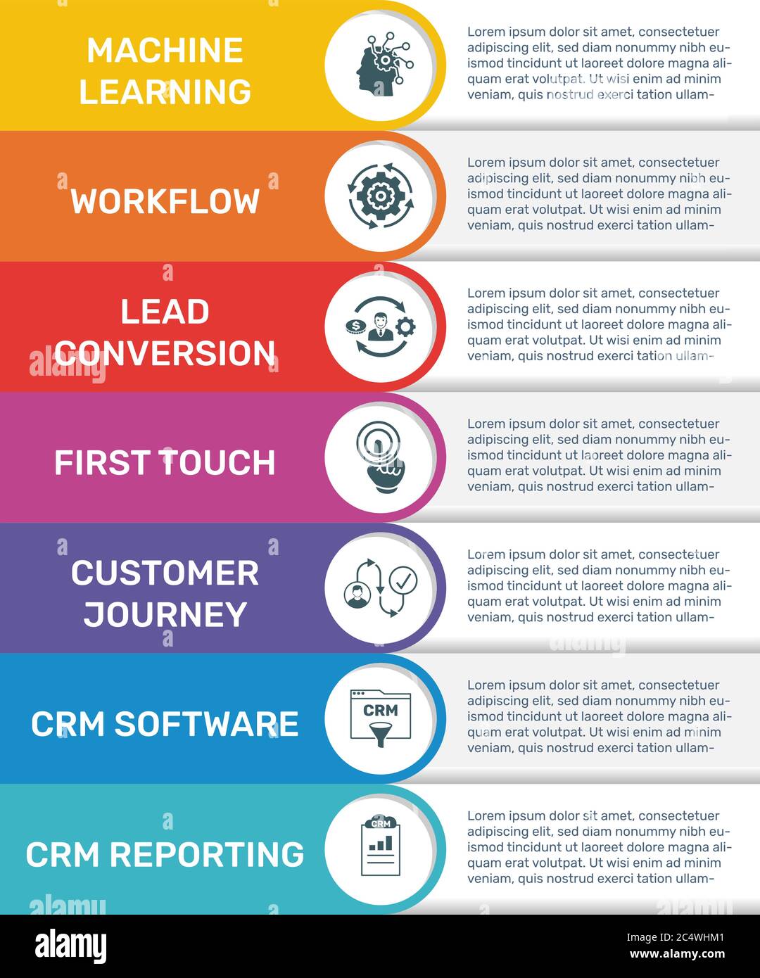 Vector Infographic banner template Crm. Modern flat color design. Can ...