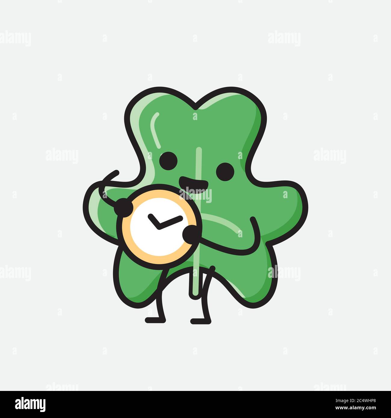 An illustration of Cute Clover Leaf Mascot Vector Character in Flat ...