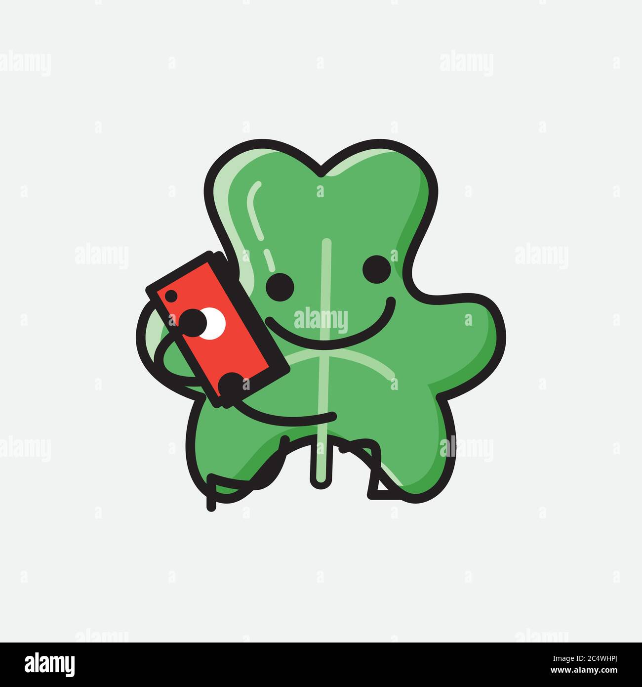 An illustration of Cute Clover Leaf Mascot Vector Character in Flat ...