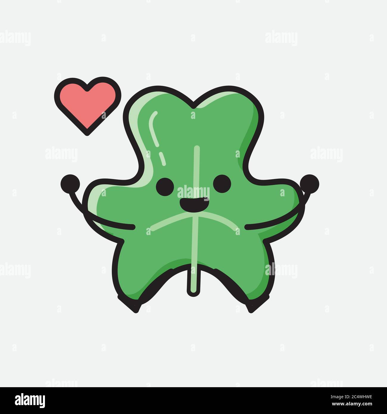An illustration of Cute Clover Leaf Mascot Vector Character in Flat ...