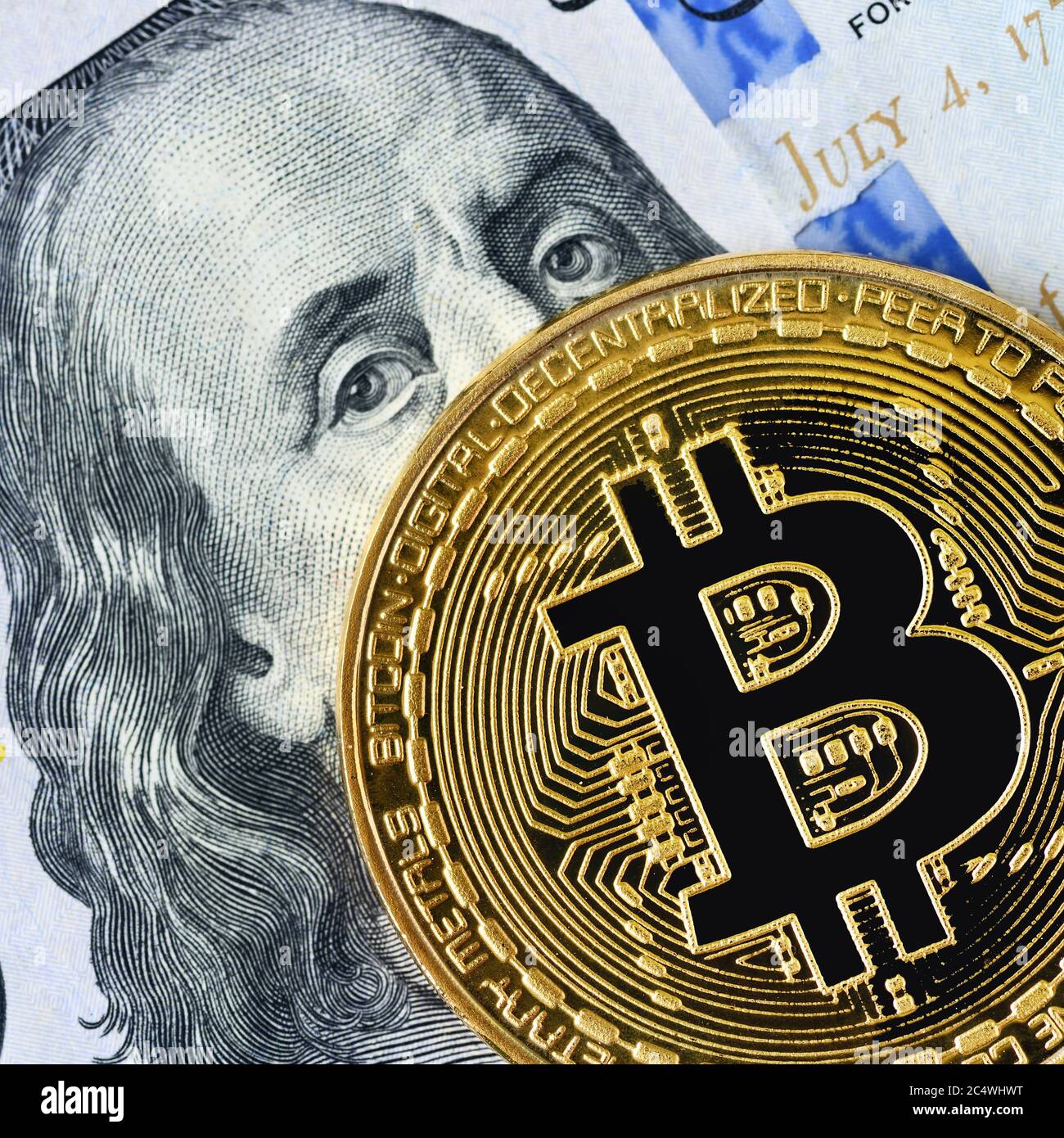 Bitcoin. Crypto currency Bitcoin, BTC, Bit Coin. Bitcoin golden coin on ...