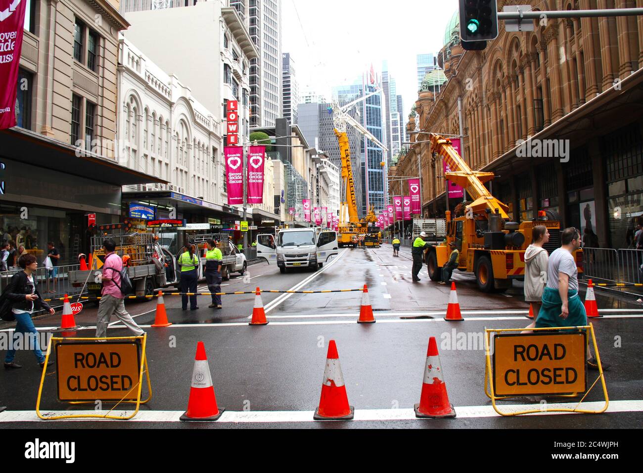 Road works in George Street, Sydney Stock Photo - Alamy