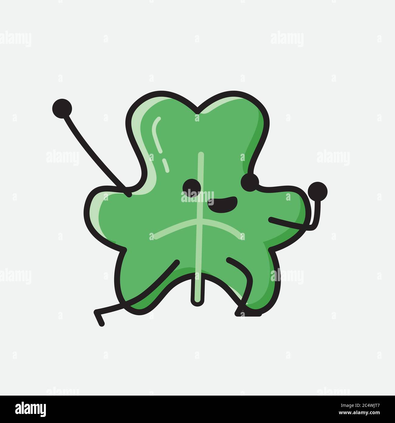 An illustration of Cute Clover Leaf Mascot Vector Character in Flat ...