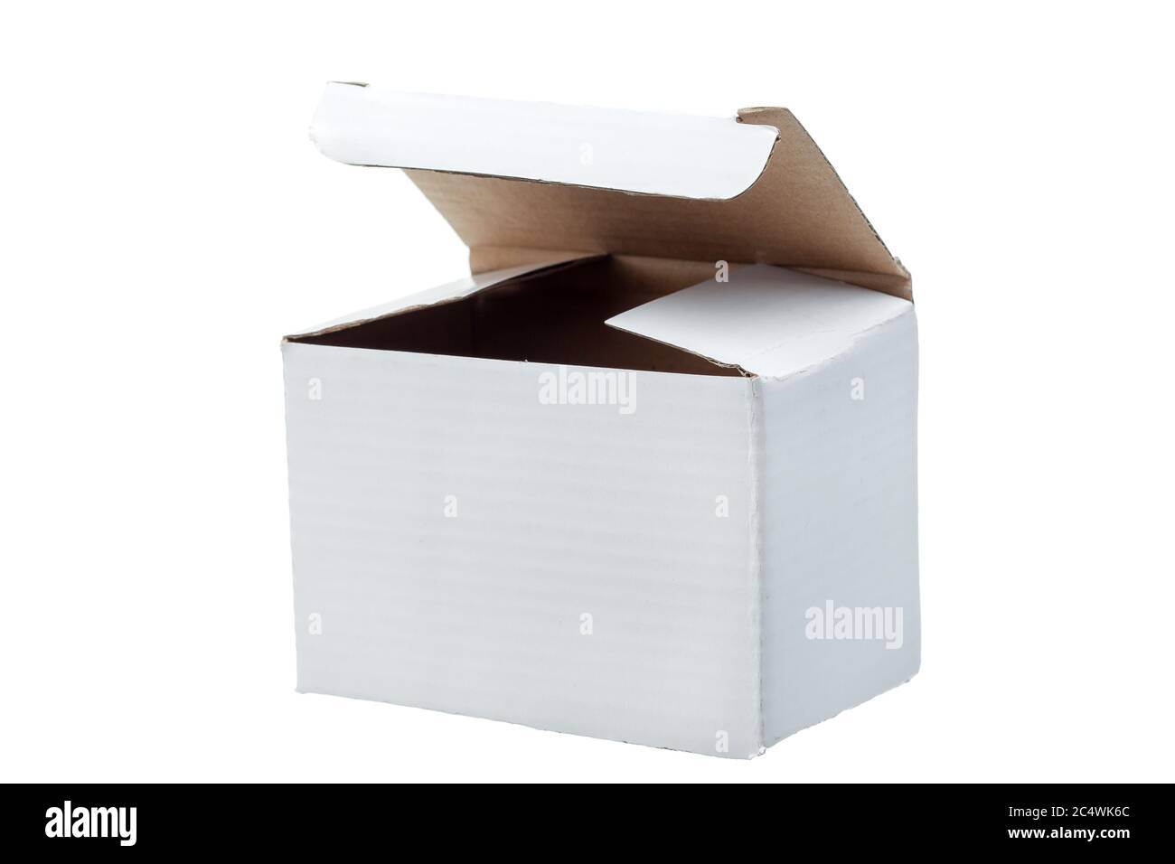 A cardboard box of white color is empty with open-top, isolated on ...