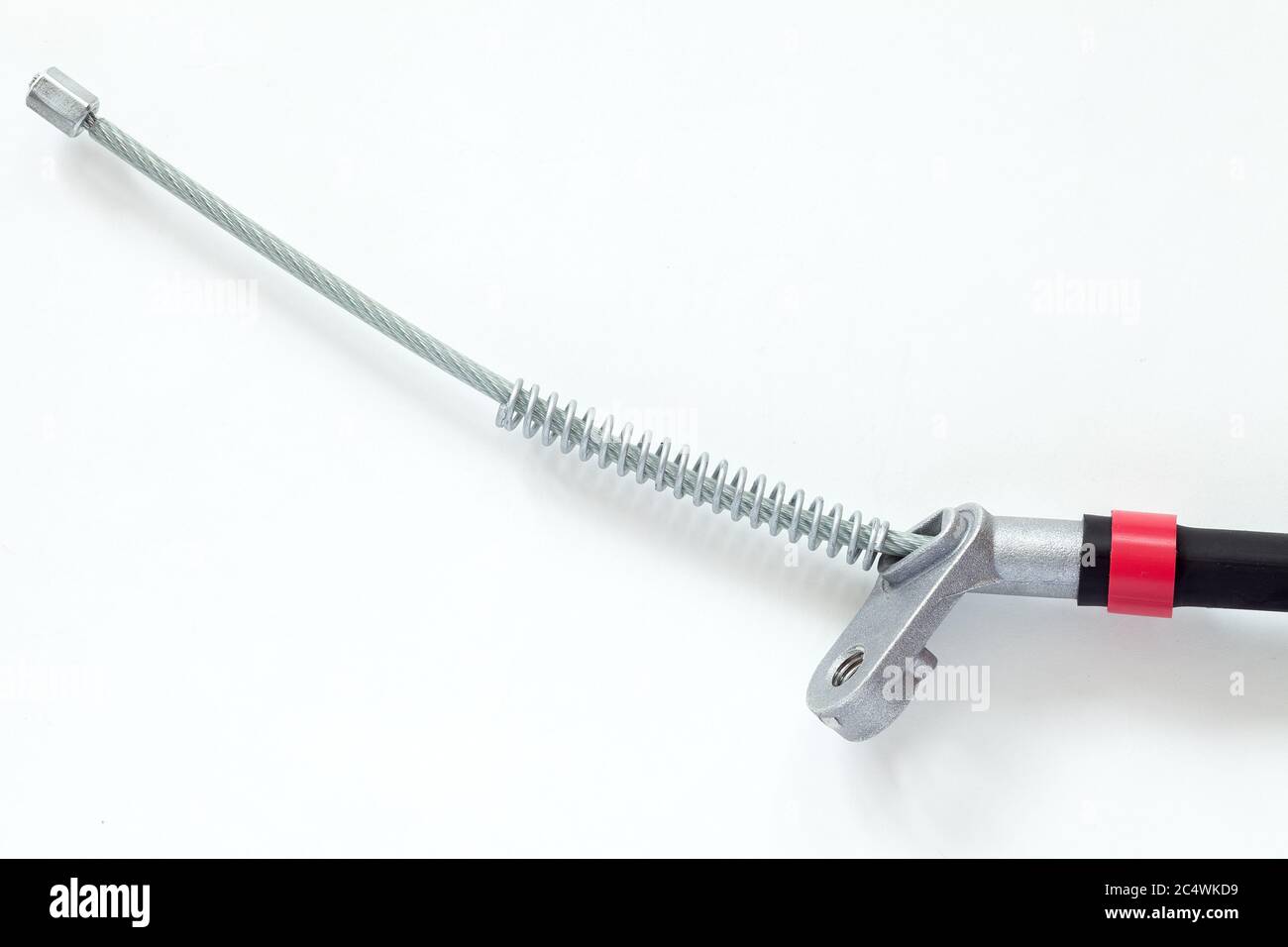twisted steel parking brake cable with spring in a black case with ...