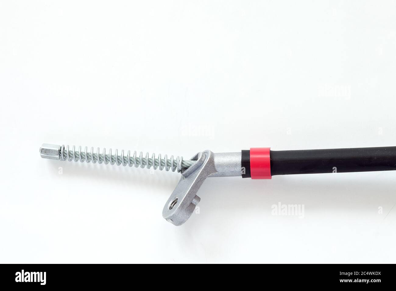 twisted steel parking brake cable with spring in a black case with ...