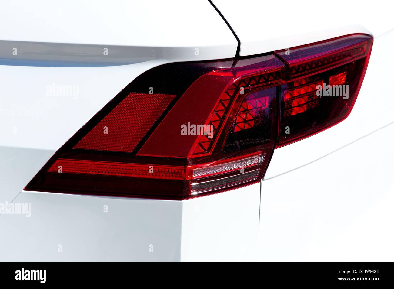 rear headlight white car close-up stop signal with turn signals Stock ...