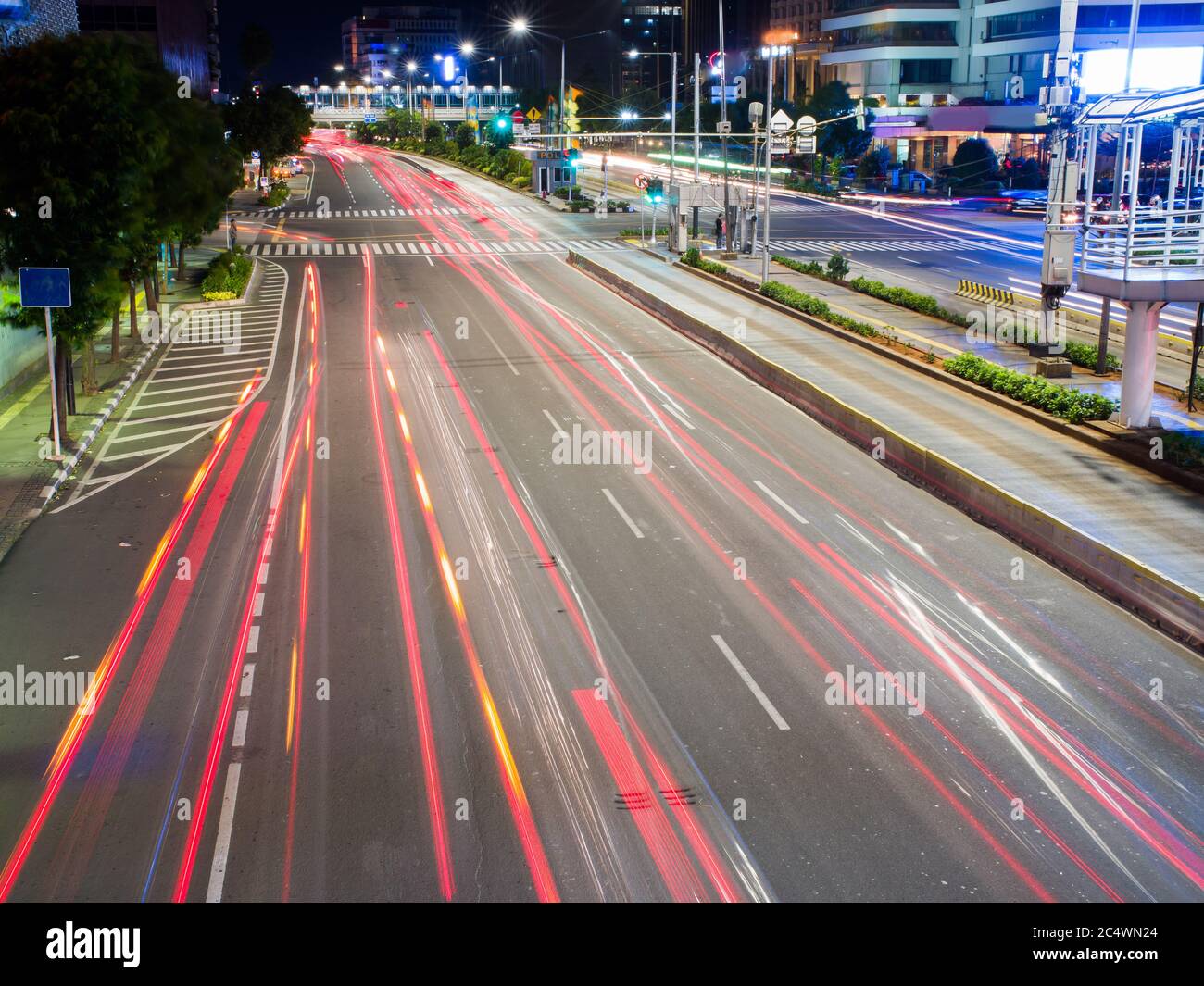 Lights of traffic cars in Jakarta. Indonesia Stock Photo - Alamy