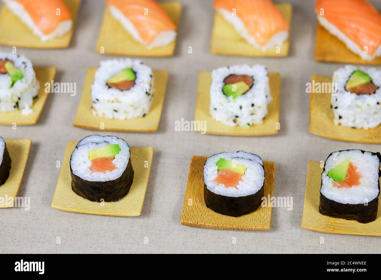 plate of sushi and maki Stock Photo - Alamy