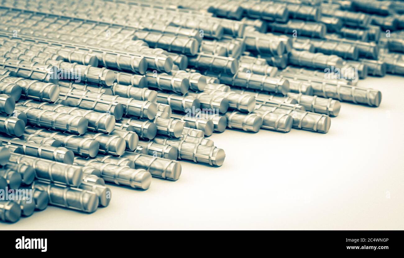 reinforcing metal rods on a white background. 3d render Stock Photo - Alamy