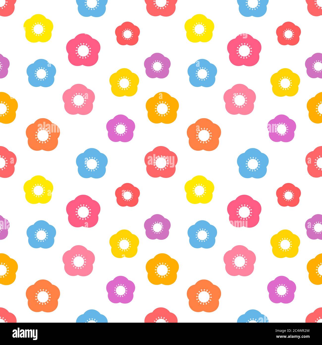 Colorful simple flowers pattern. Vector illustration Stock Vector Image ...