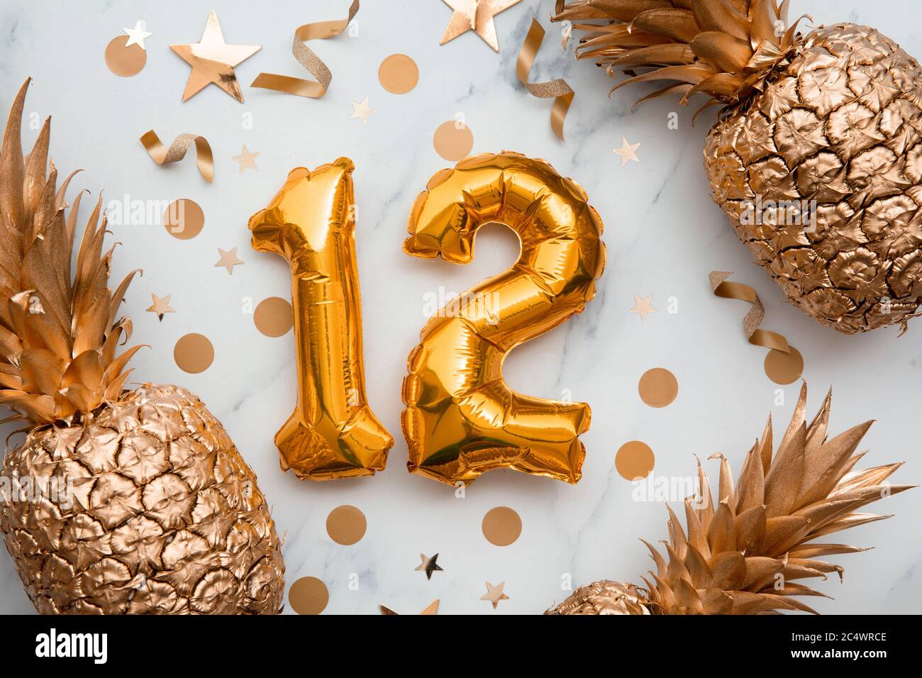 12th birthday celebration card with gold foil balloons and golden ...