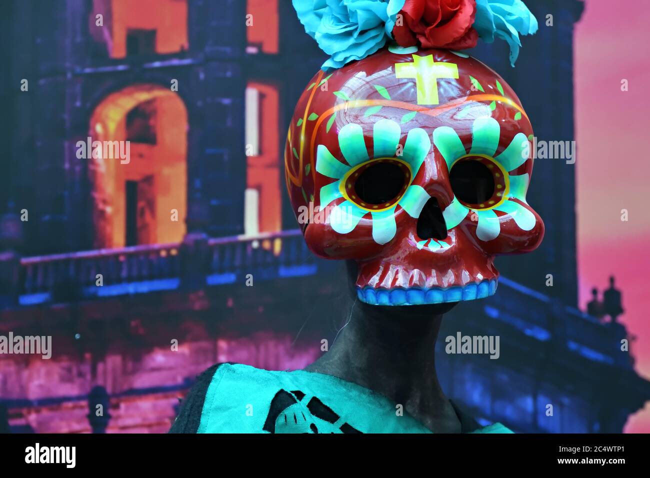 Moscow, Russia - June 29, 2018: Participant in skull mask dressed ...