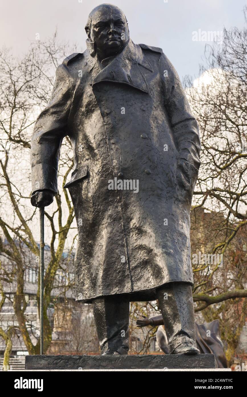 Statue of winston churchill in parliament square london england hi-res ...