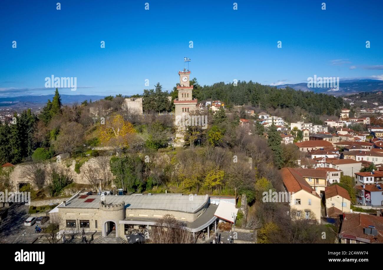 Aerial view of Trikala. a city in northwestern Thessaly, Greece, and ...