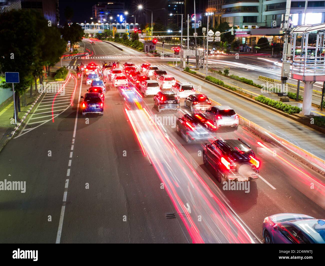 Lights of traffic cars in Jakarta. Indonesia Stock Photo - Alamy