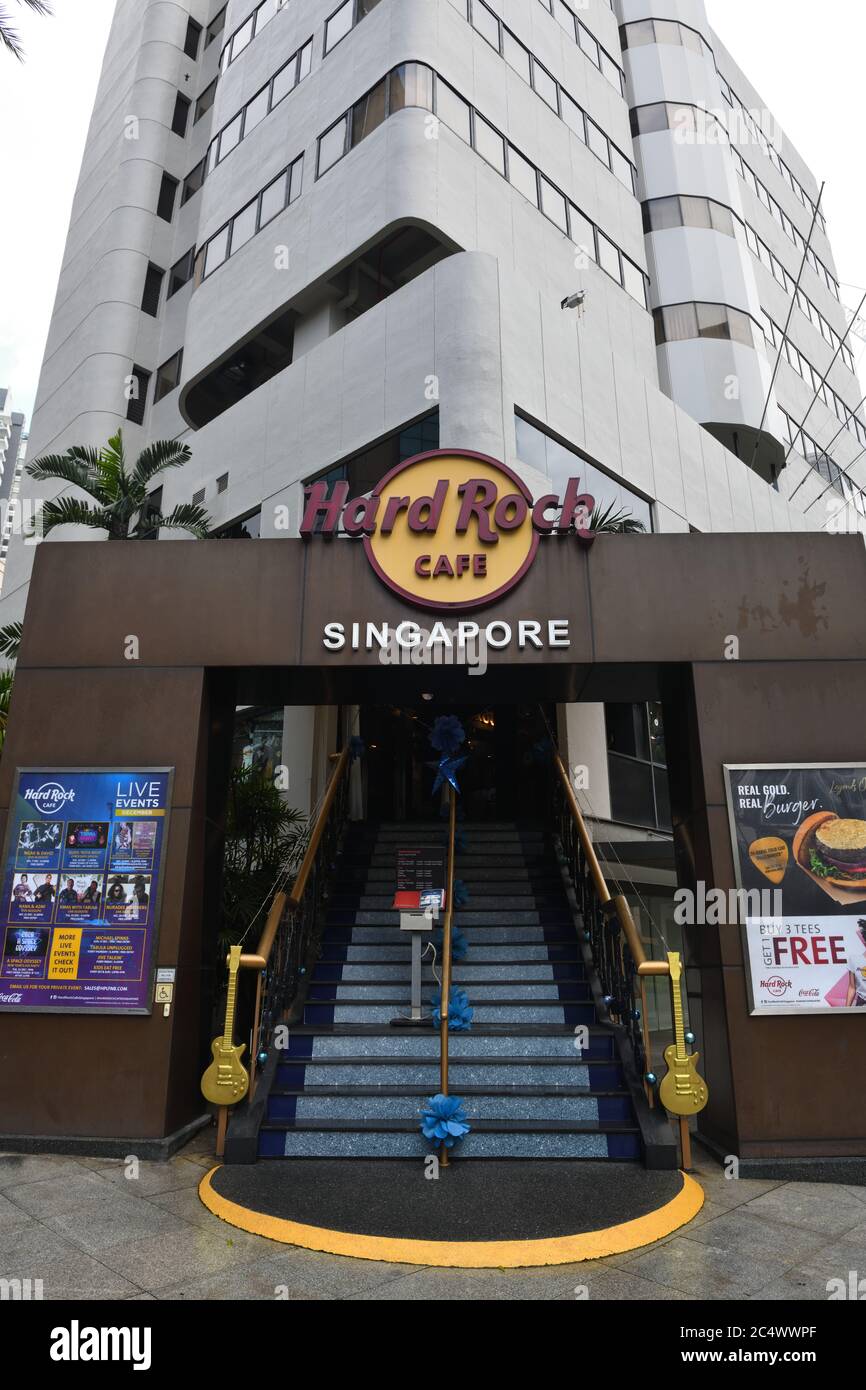 Hard Rock Cafe signage above the chain's Singapore restaurant and shop ...