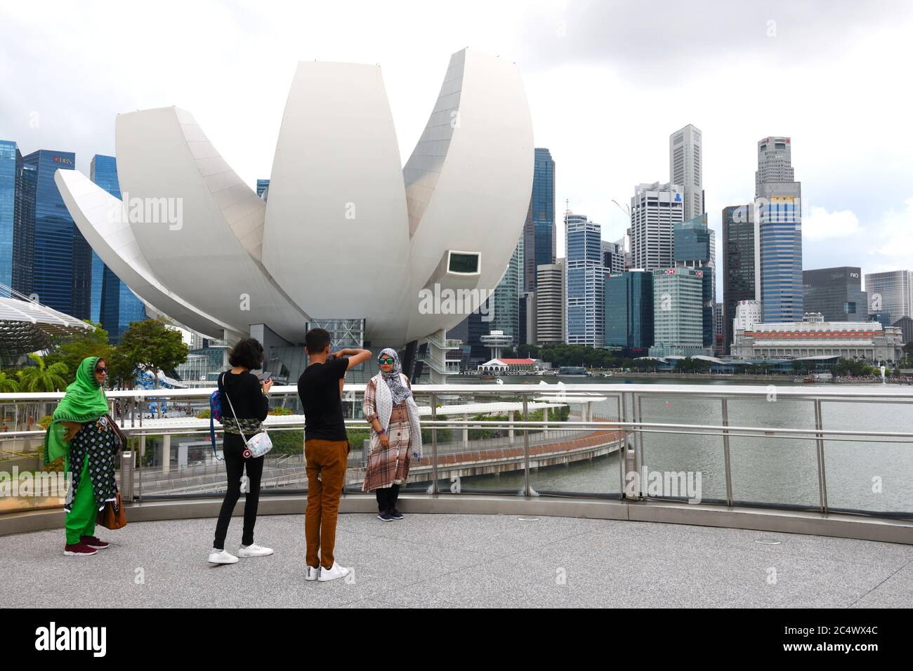 View of the Downtown Core and the Art Science Museum from Marina Bay in ...