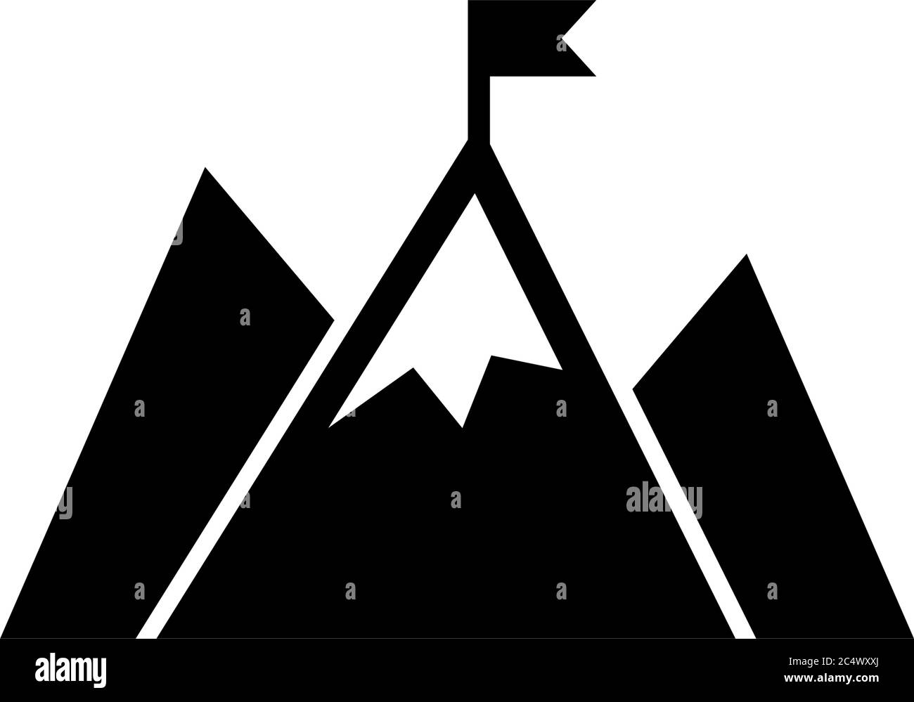 Achievement Top Point, Mountain Goal Flag. Flat Vector Icon ...