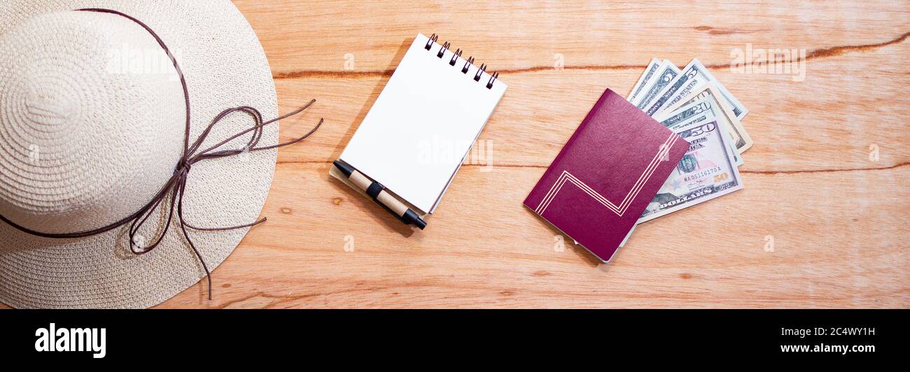 wooden background with money, passbook and passport Stock Photo - Alamy