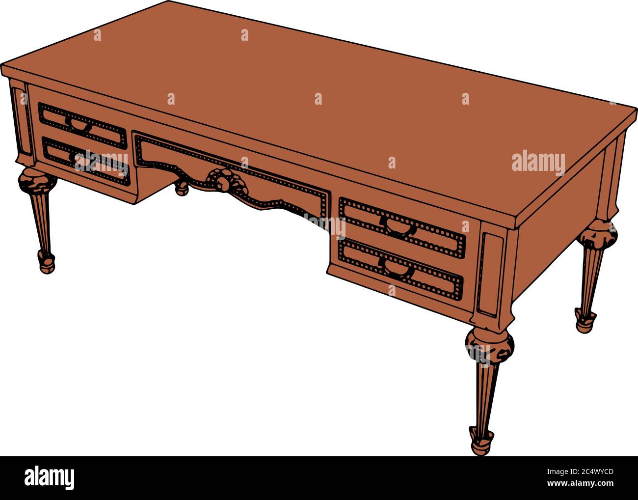 brown writing desk vector on a white background Stock Vector Image ...