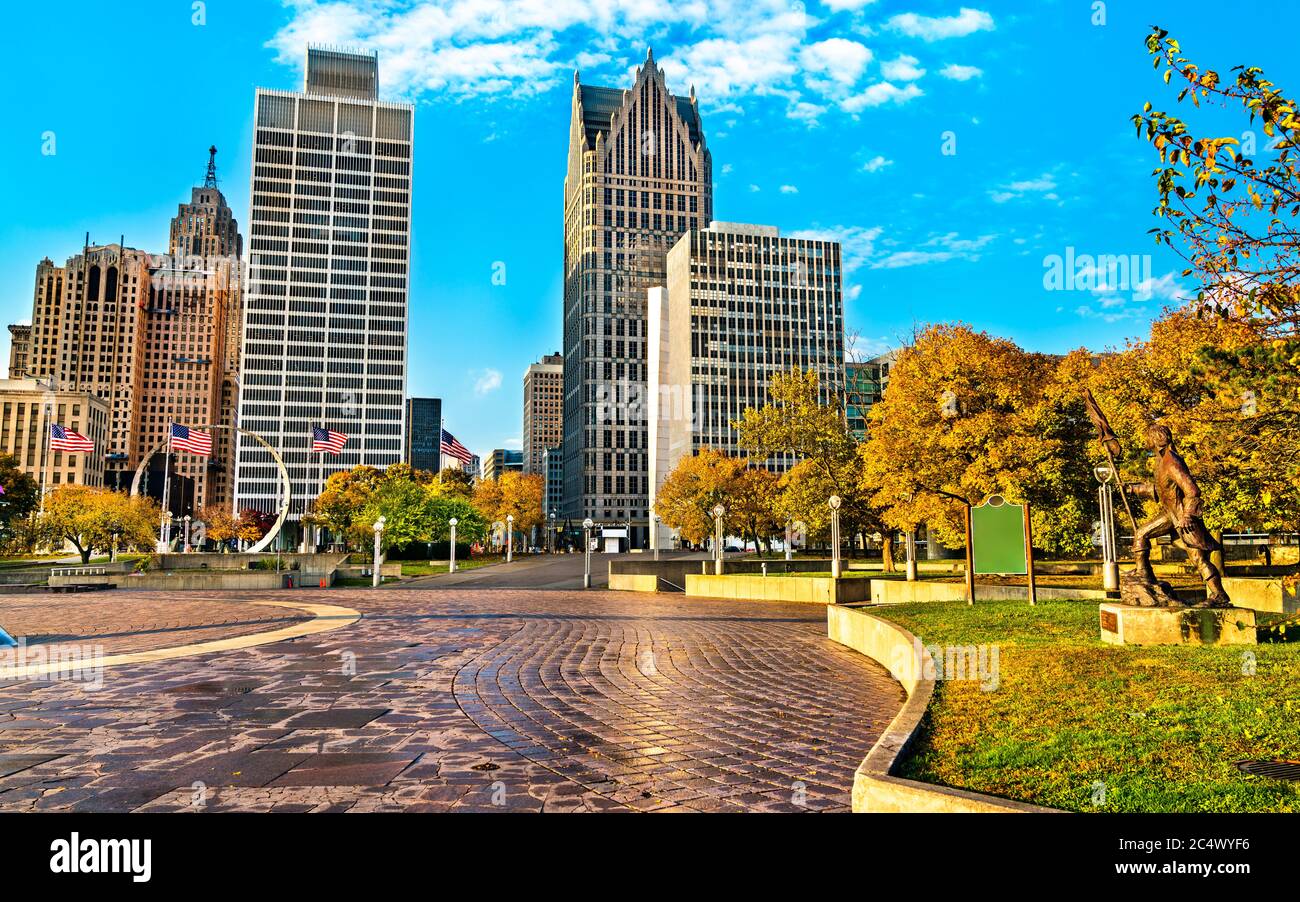 Downtown Detroit from Hart Plaza. USA Stock Photo - Alamy