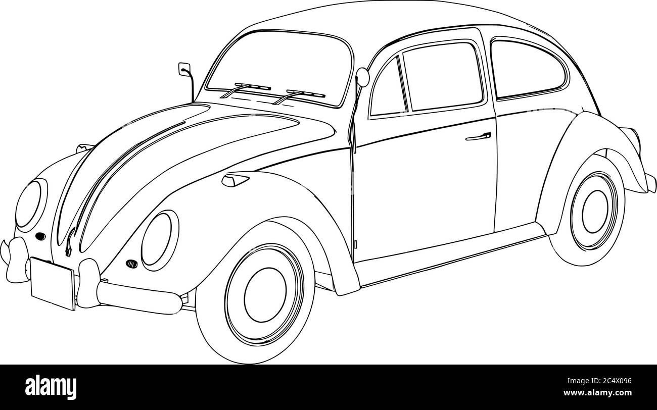 sketch retro car vector Stock Vector Image & Art - Alamy