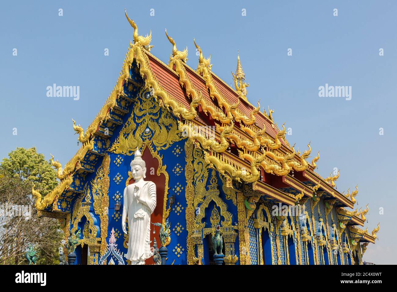 Wat Rong Sua Ten (Blue temple) in Chiang Rai, Thailand in a summer day ...