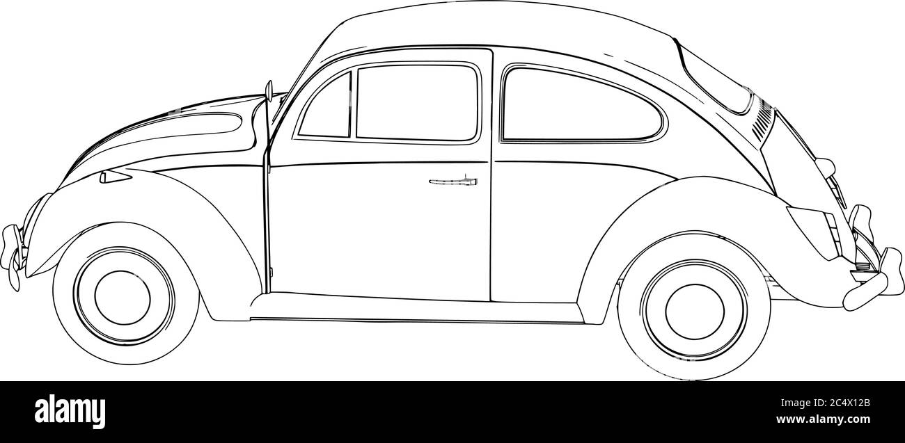 sketch retro car vector Stock Vector Image & Art - Alamy