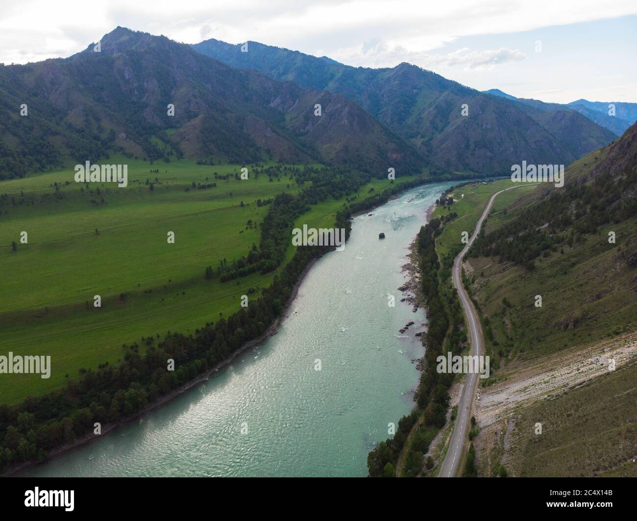 Aerial view of Katun river Stock Photo - Alamy