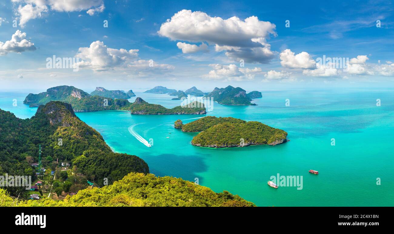 Panorama of Mu Ko Ang Thong National Park, Thailand in a summer day ...