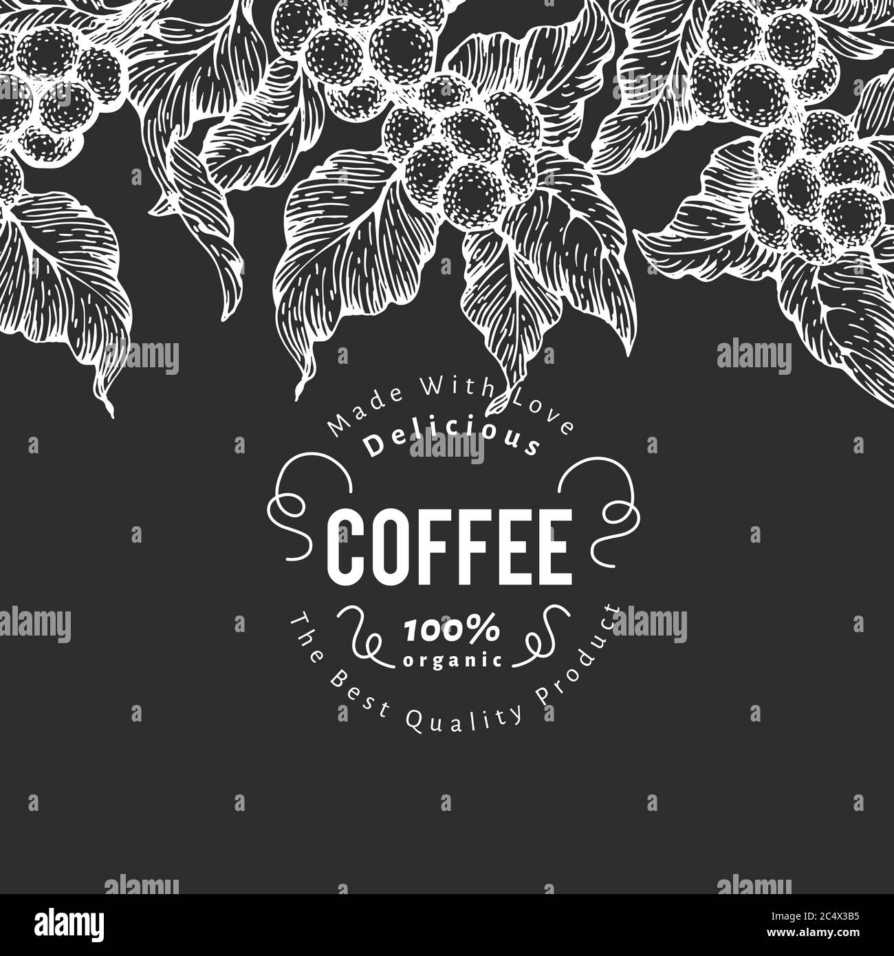 Hand drawn coffee design template. Vector coffee plants illustrations ...