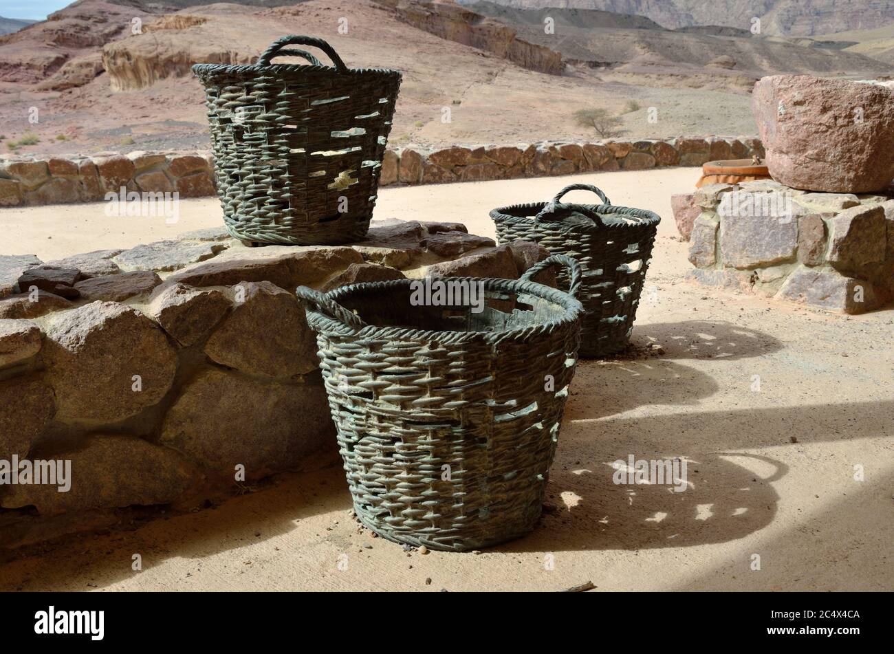 Copper baskets in the park Timna, Israel Stock Photo - Alamy