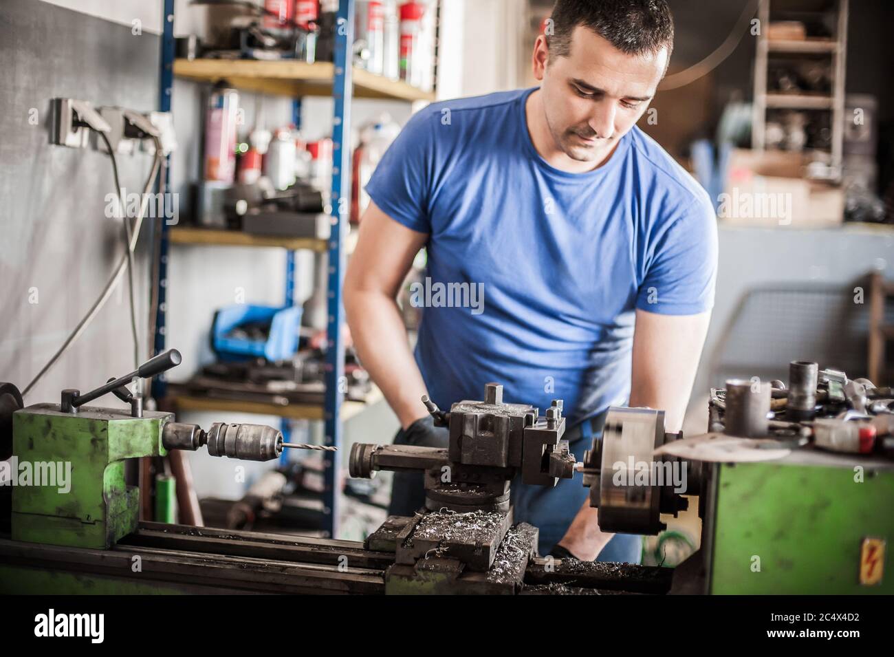 Car master mechanic working in auto vulcanizing and vehicle service ...