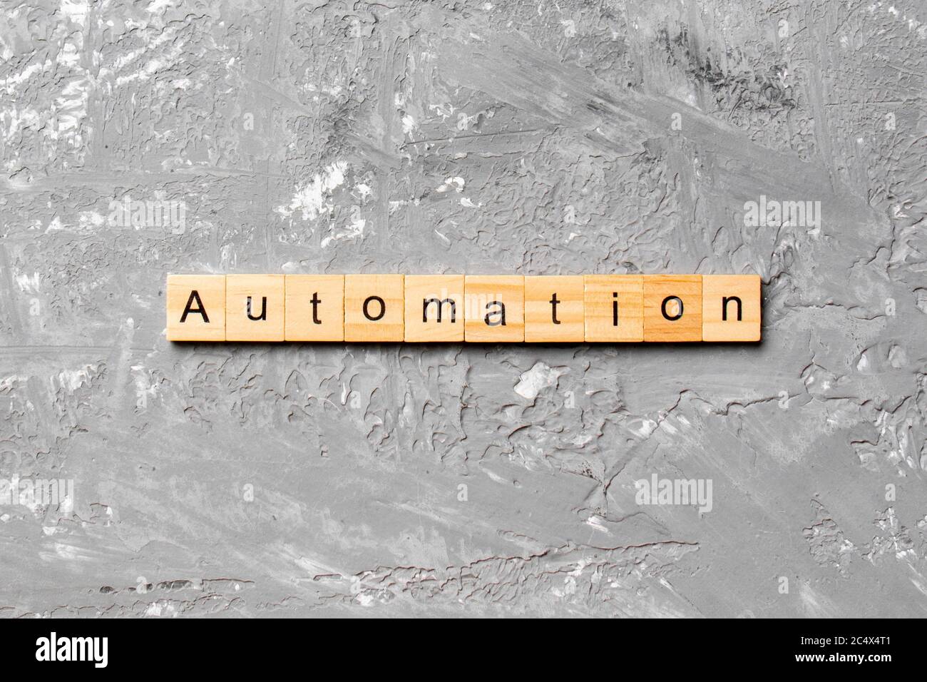 Automation Word Written On Wood Block Automation Text On Cement Table For Your Desing Concept