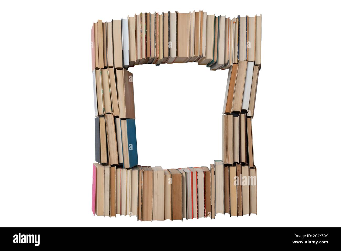 Number - 0 made of books isolated on white background. Digit shape ...