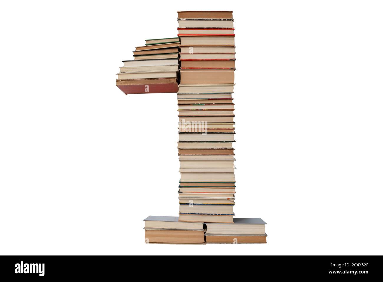 Number - 1 made of books isolated on white background. Digit shape ...