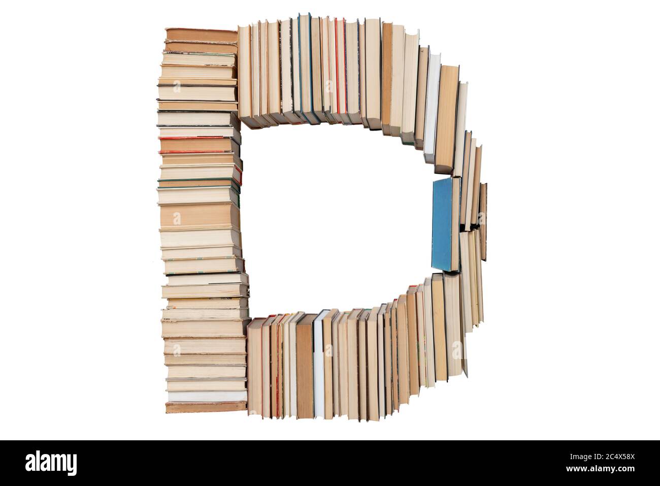 Letter - D made of books isolated on white background. Book letter font ...