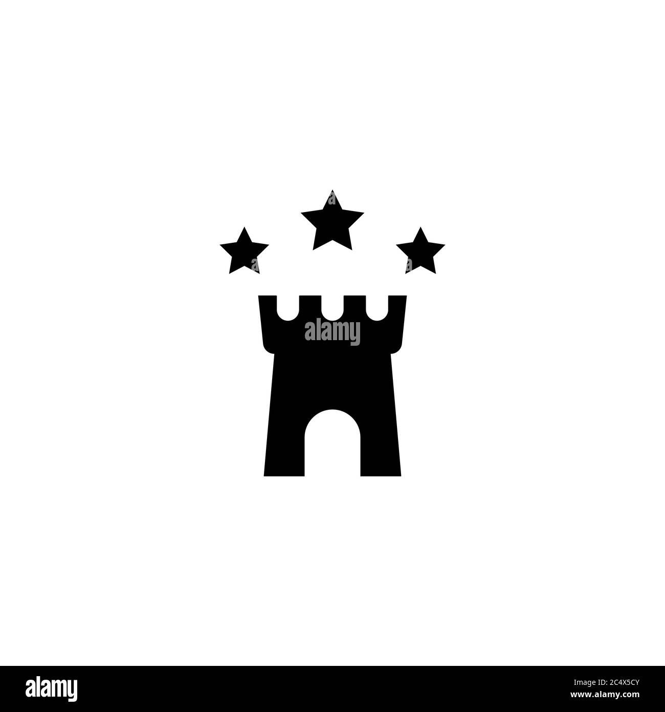 Fortress with stars icon. Best protection symbol. Tower, defense ...