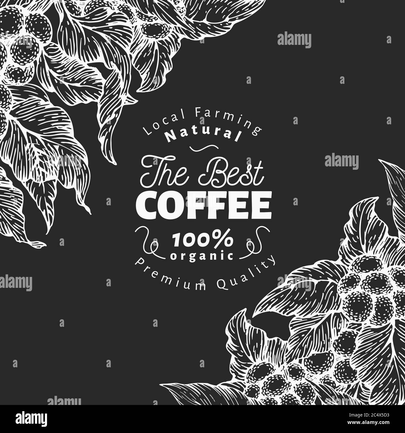 Hand drawn coffee design template. Vector coffee plants illustrations ...