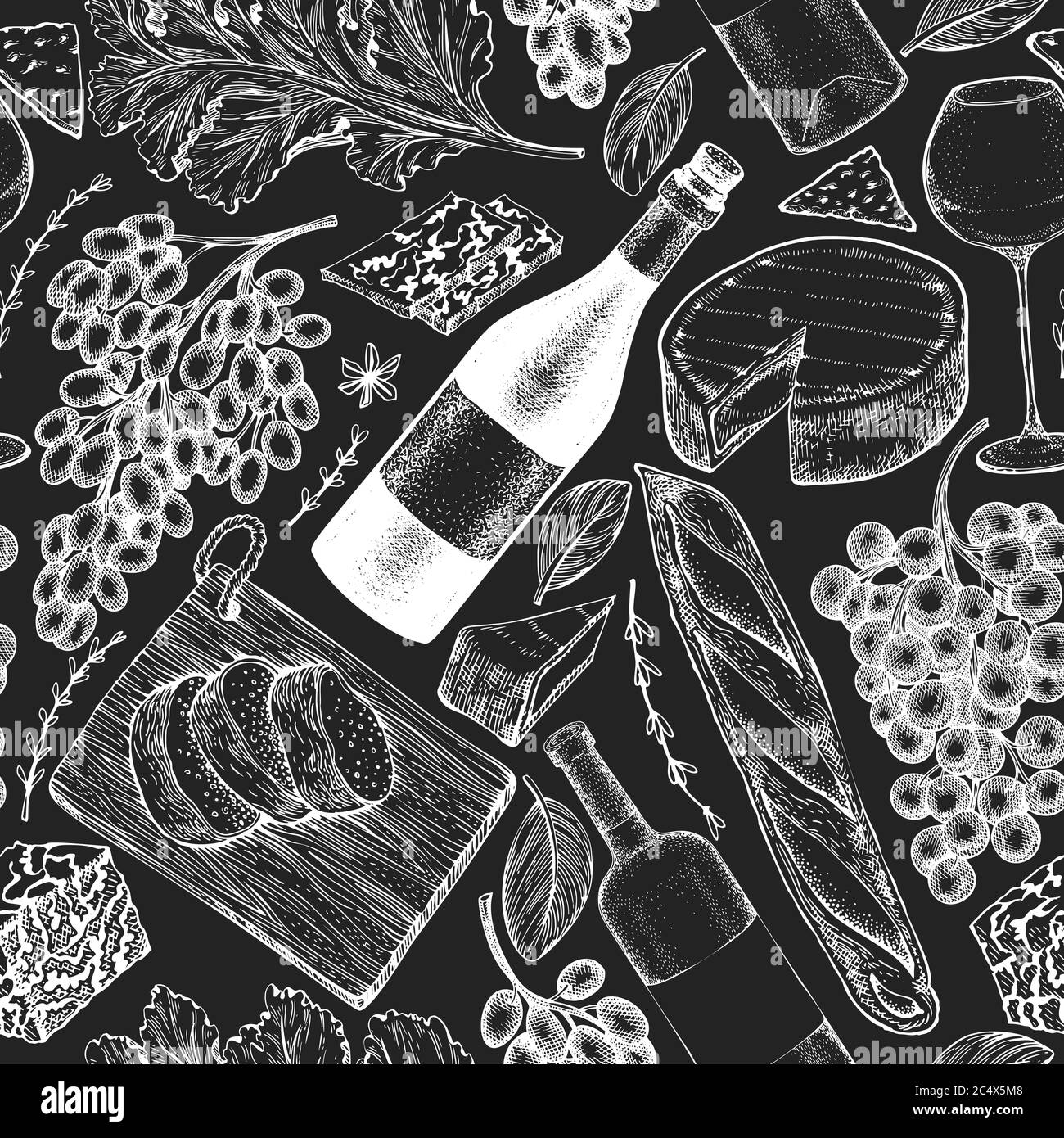 French Design Pattern Vector Seamless Vector Pattern With Hand Drawn