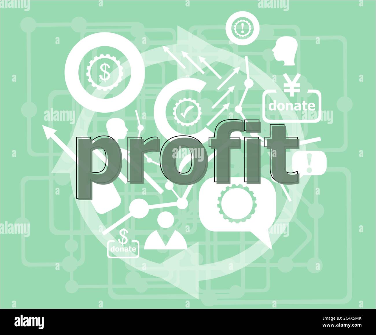 Text Profit. Business concept . Infographics collection icons of web ...