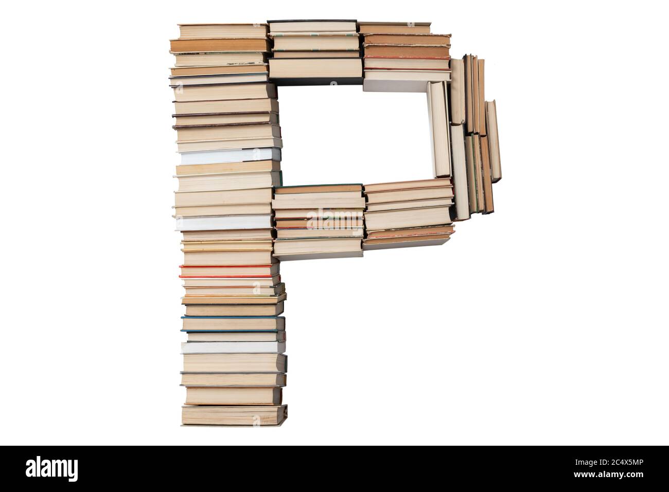Letter - P made of books isolated on white background. Book letter font ...