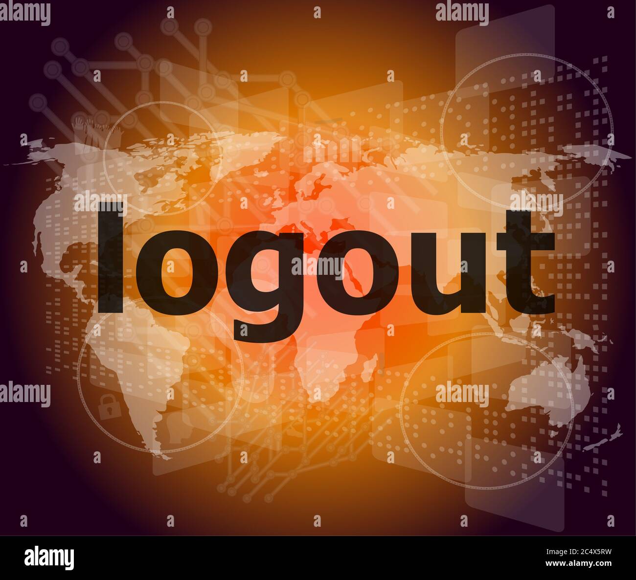 logout word, hi-tech background, digital business touch screen Stock ...