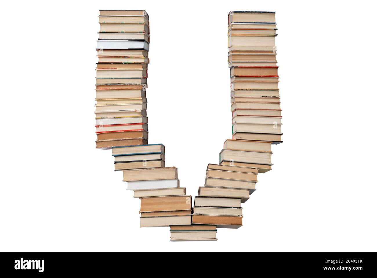 Letter - V made of books isolated on white background. Book letter font ...