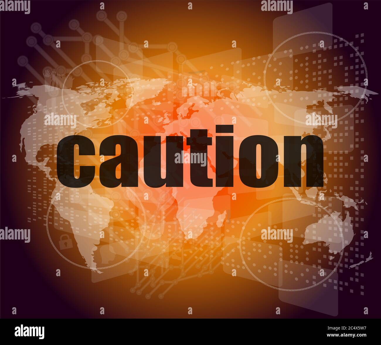 Security concept: word caution on digital touch screen Stock Photo - Alamy