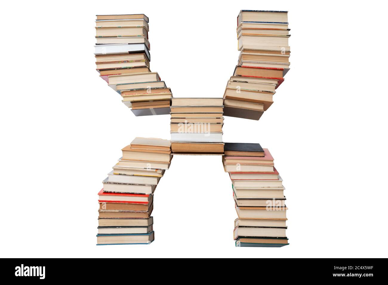 Letter - X made of books isolated on white background. Book letter font ...